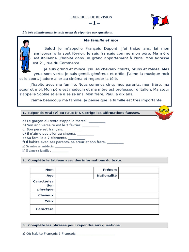 Ma Famille Et Moi Controle Devaluation Feuille Dexercices 18478 | PDF