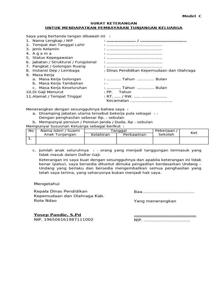 Contoh Model C Tahunan | PDF