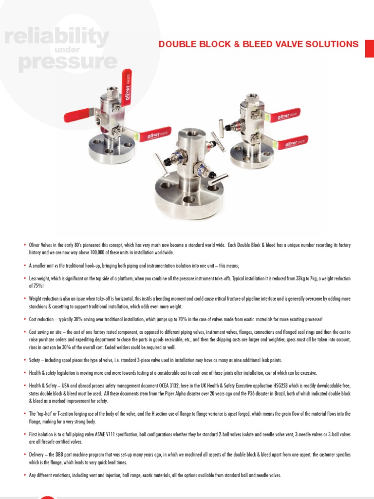 Oliver Double Block and Bleed Valves | PDF | Computers | Technology ...
