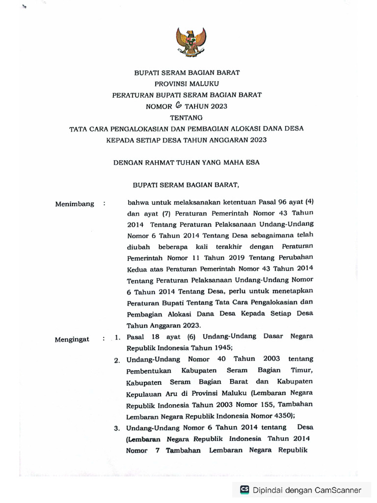 Perbup No. 6 Tahun 2023 | PDF