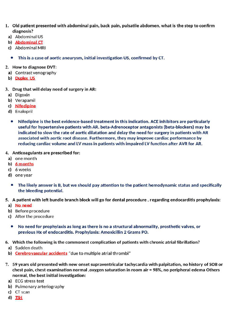 Cardiac Surgery Mcqs | PDF