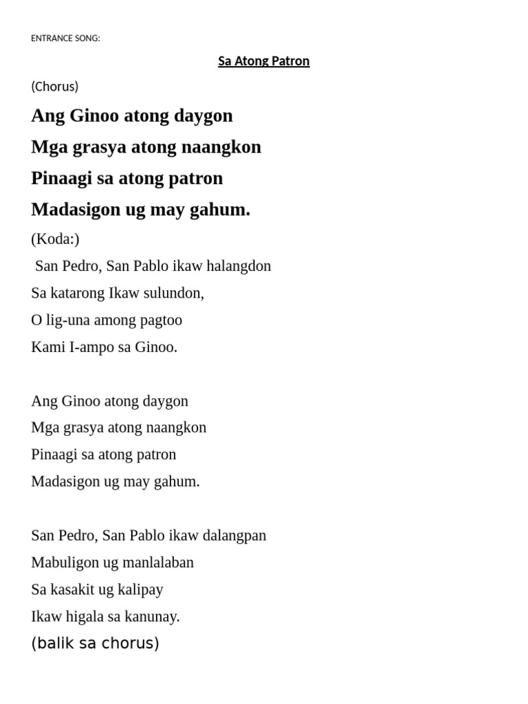 Entrance Song | PDF