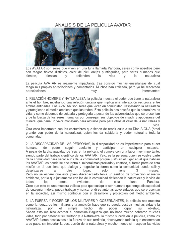 Analisis de La Pelicula Avatar | PDF