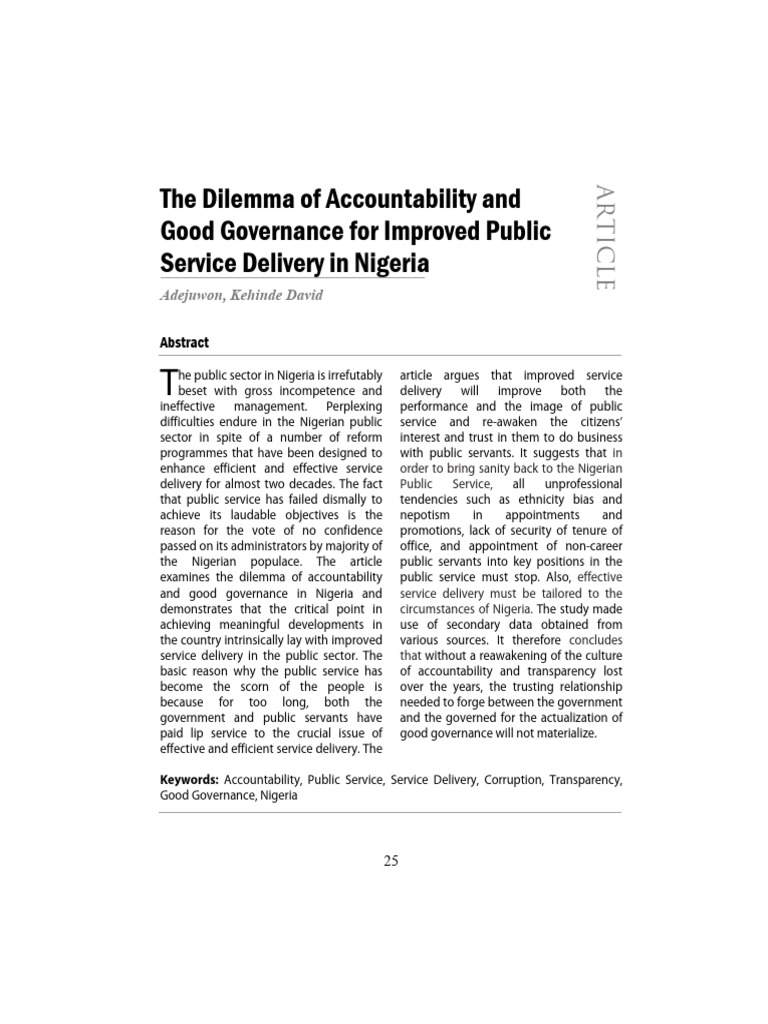 Nigerian Public Service Reform | PDF | Good Governance | Governance