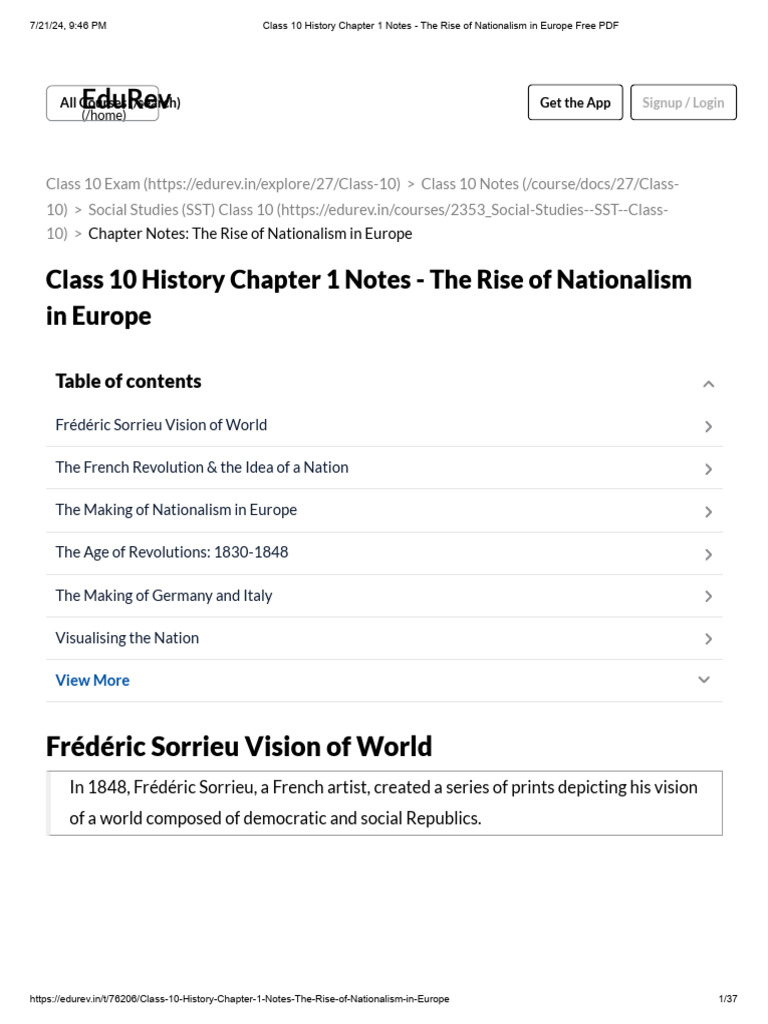 Class 10 History Chapter 1 Notes - The Rise of Nationalism in Europe ...