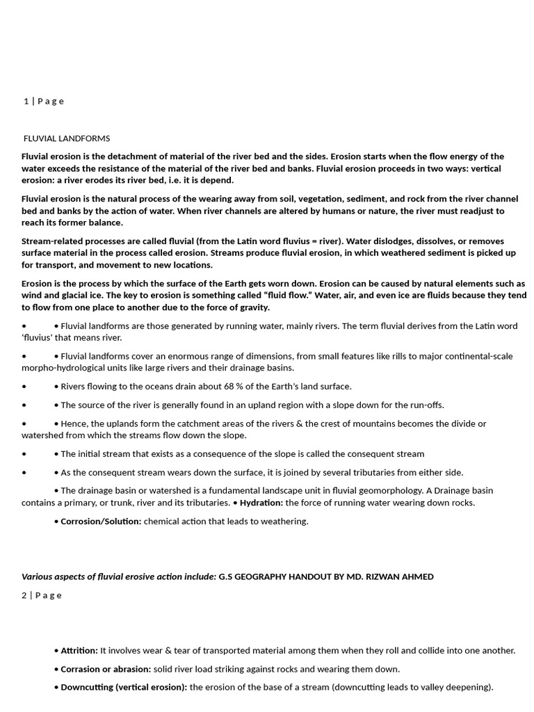 Fluvial Land Forms | PDF