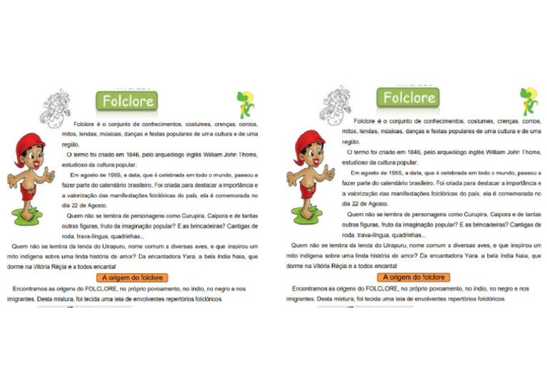 Atividade Sobre o Folclore | PDF