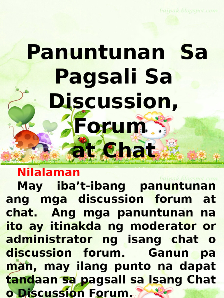 EPP 5 ICT Mga Panuntunan Sa Pagsali Sa Discussion Forum at Chat | PDF