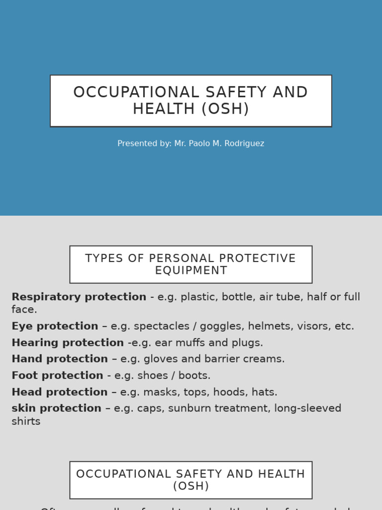 10 Occupational Safety and Health OSH | PDF