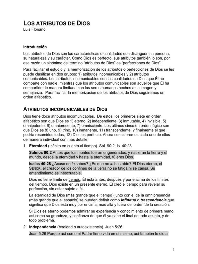 Los Atributos de Dios Completo | PDF | Dios | espíritu Santo