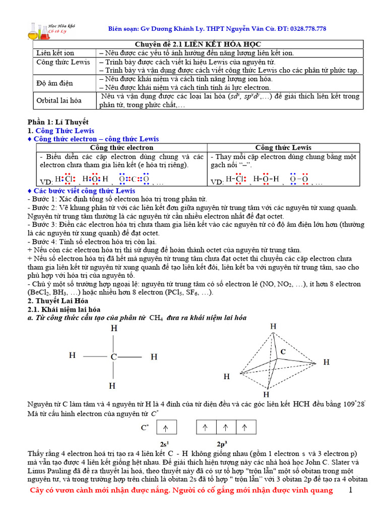Chuyen de 2.1. Lien Ket Hoa Hoc Lewis VB Lai Hoa | PDF