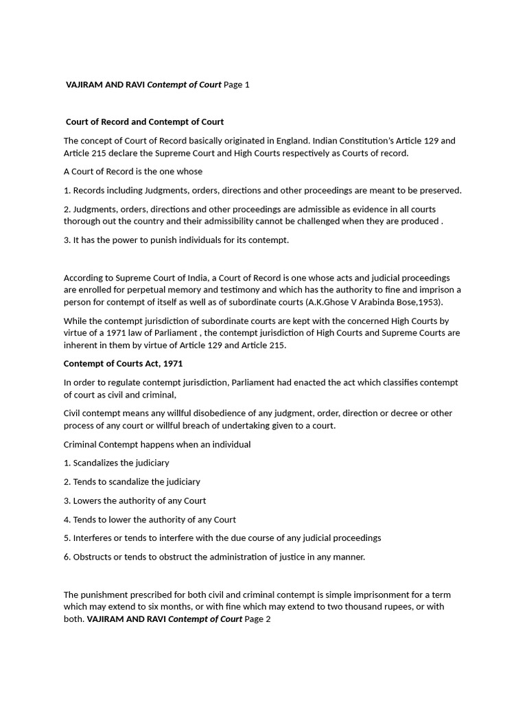 Contempt of Court | PDF