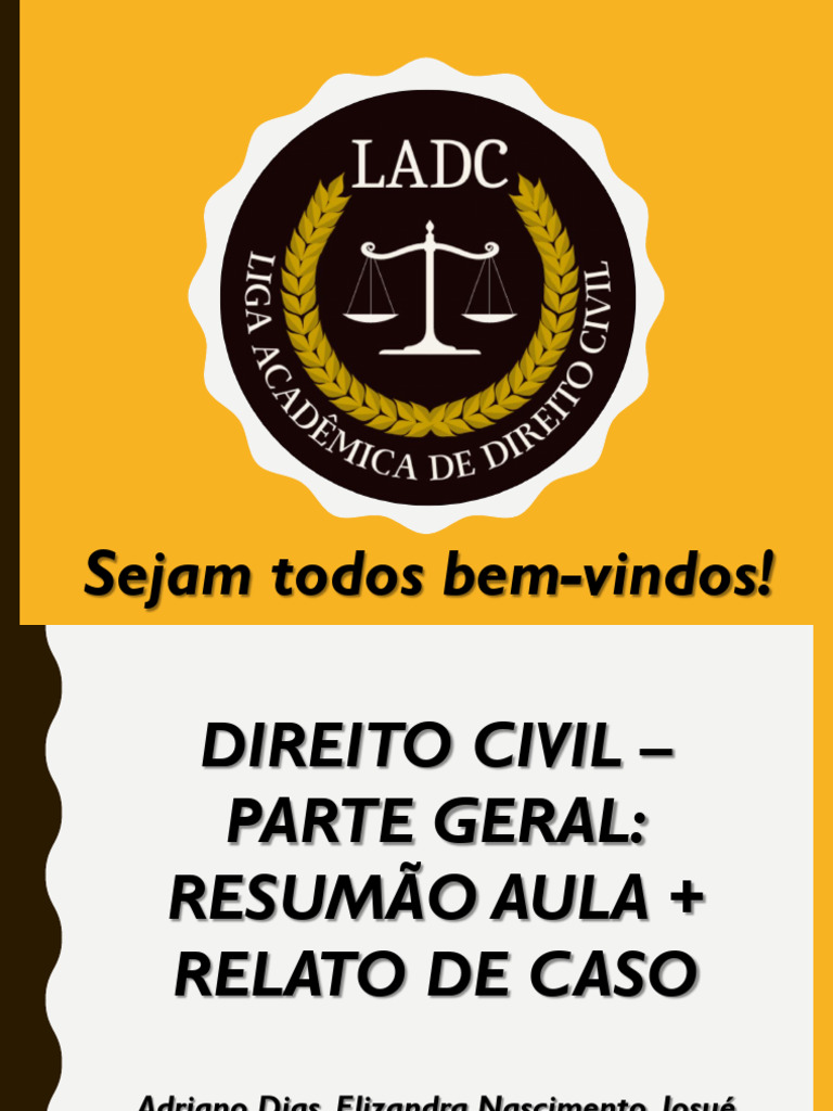 Slide Direito Civil - Parte Geral, LADC-AM | PDF