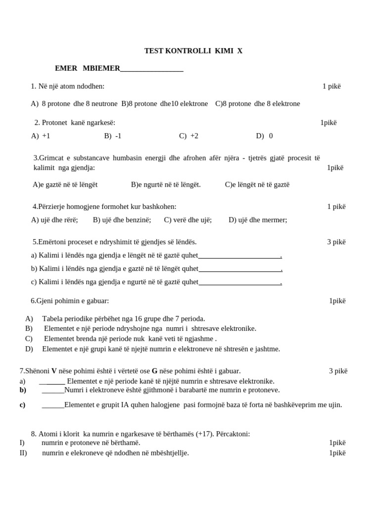 Test Kontrolli Kimi 10, Grupi B | PDF