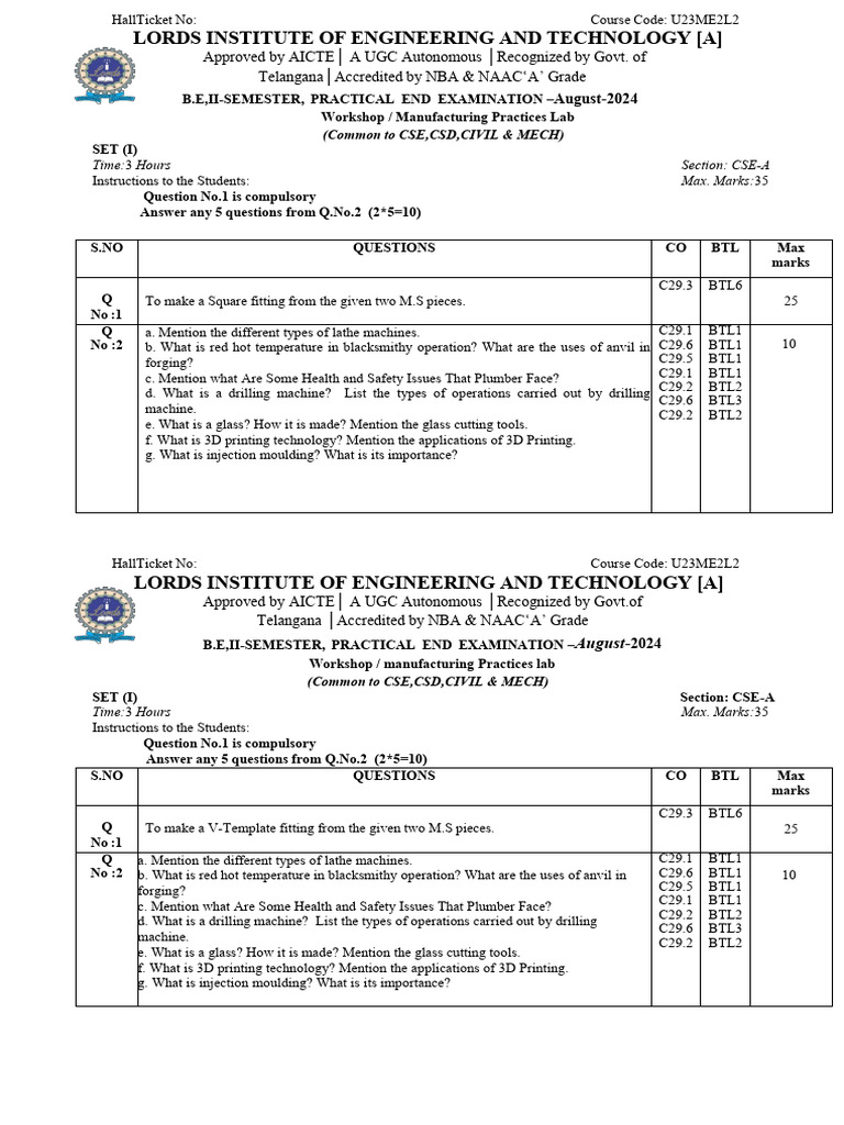 Cse-A Set 1 Question Paper WMP Lab Sem 2 2023-24 Group B | PDF ...