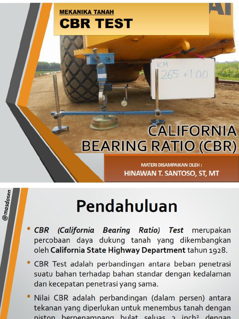 (Masdosen) Mekanika Tanah - CBR Lab Dan Lapangan | PDF