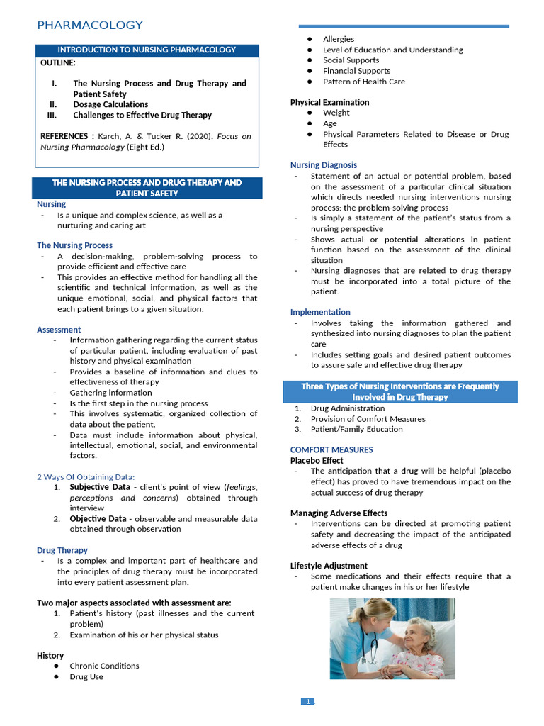 Notes 1 Introduction To Nursing Pharmacology Pdf