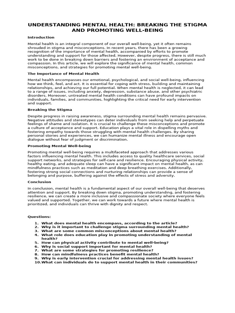 Understanding Mental Health | PDF