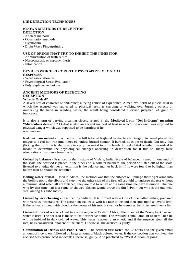 Lie Detection Techniques Pdf