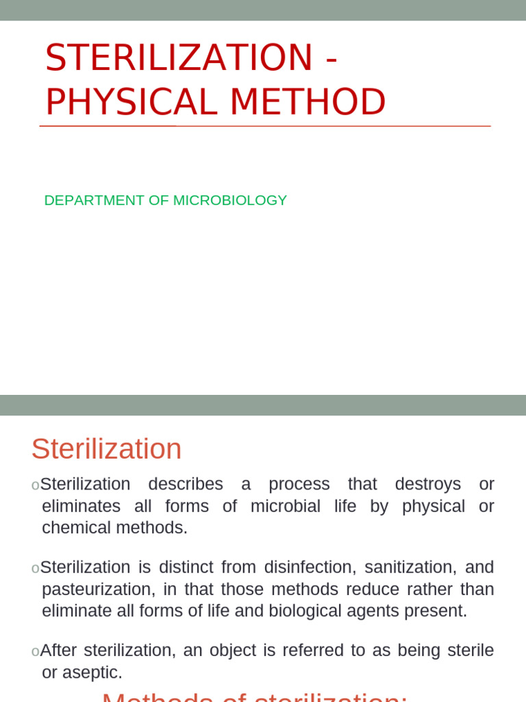 Physical Methods of Sterilization | PDF