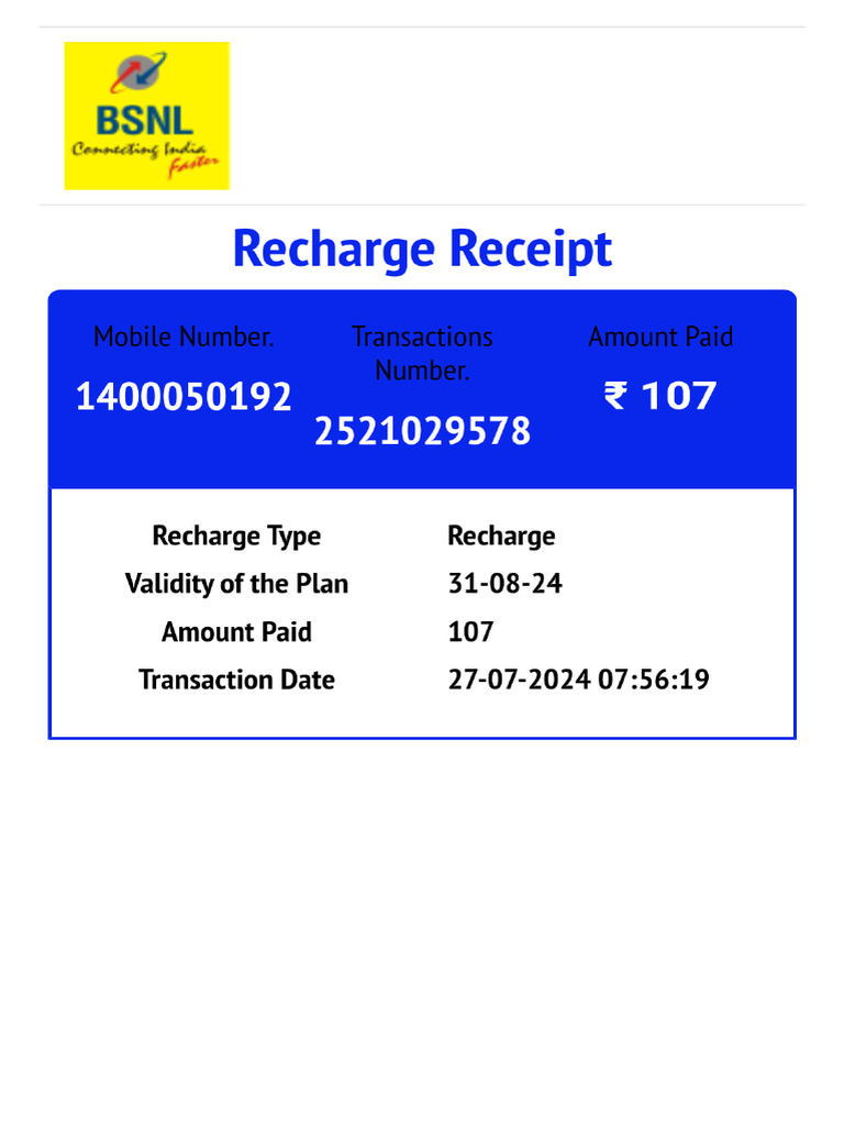 BSNL Receipt | PDF