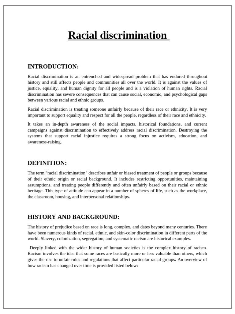 Racial Discrimination | PDF