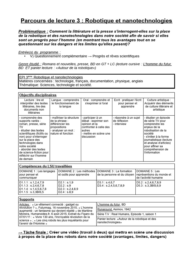 PL Robotique Dossier Eleve | PDF