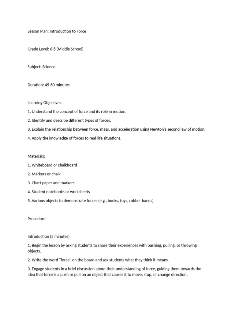 Introduction to Force in Science Class | PDF | Force | Science ...