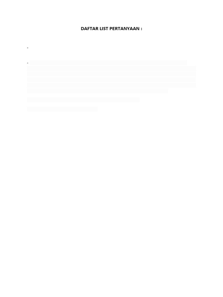 Daftar List Pertanyaan | PDF