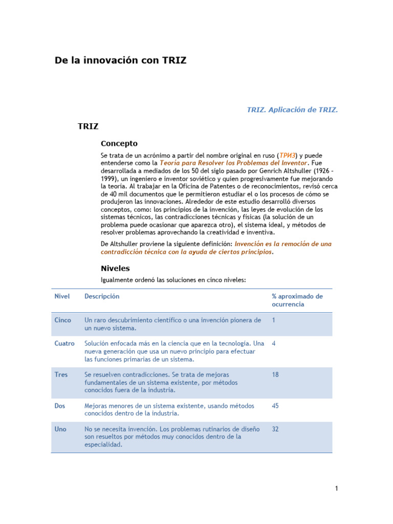 De La Innovacion Con TRIZ-1 | PDF