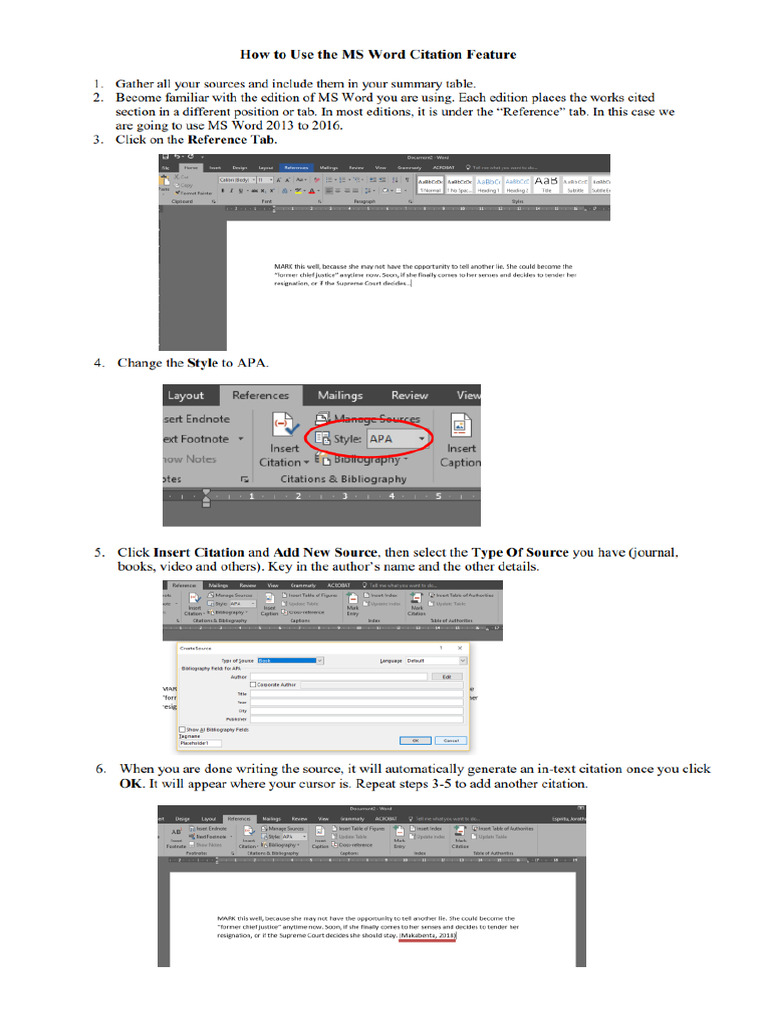MS Word Citation Feature | PDF