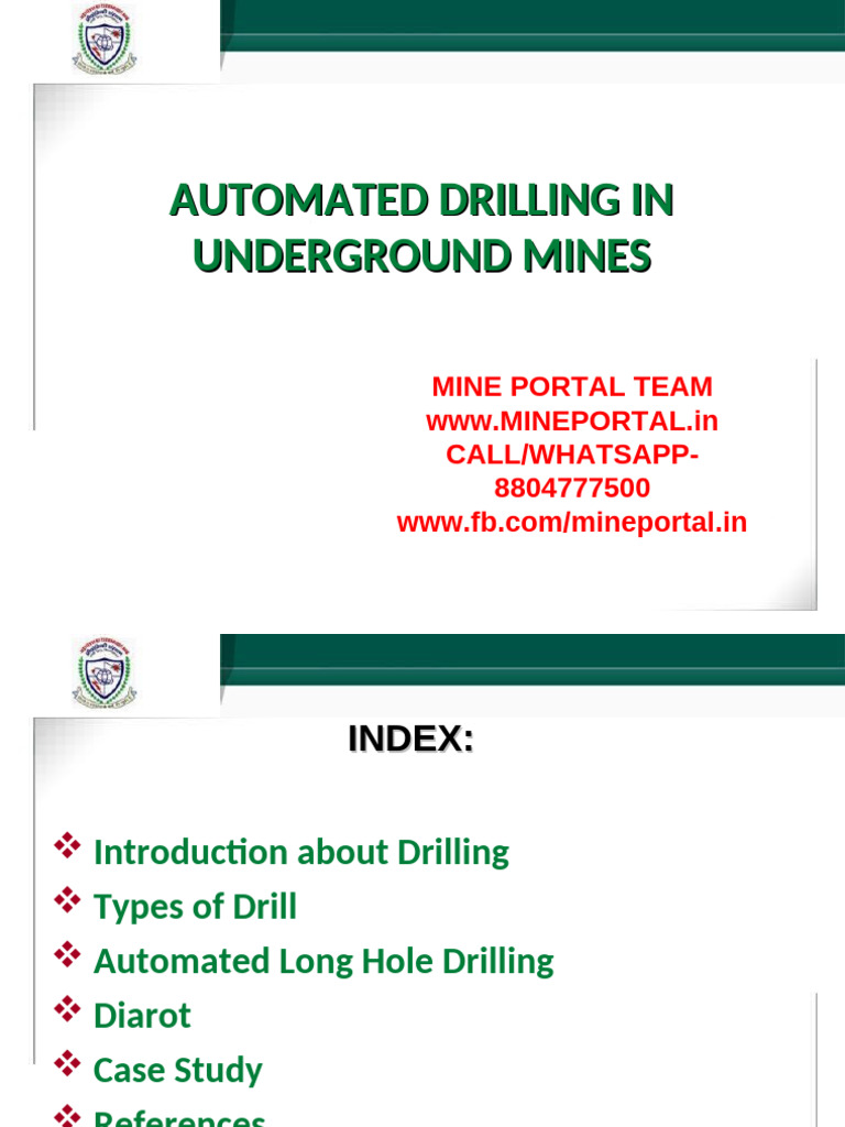 Automated Drilling in Underground Mines | PDF