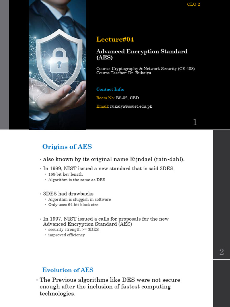 Lecture#04-Advanced Encryption Standard | PDF
