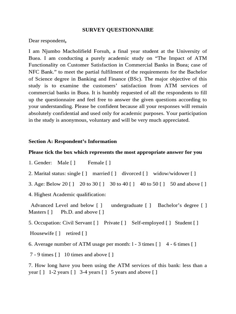 Survey Questionnaire | PDF