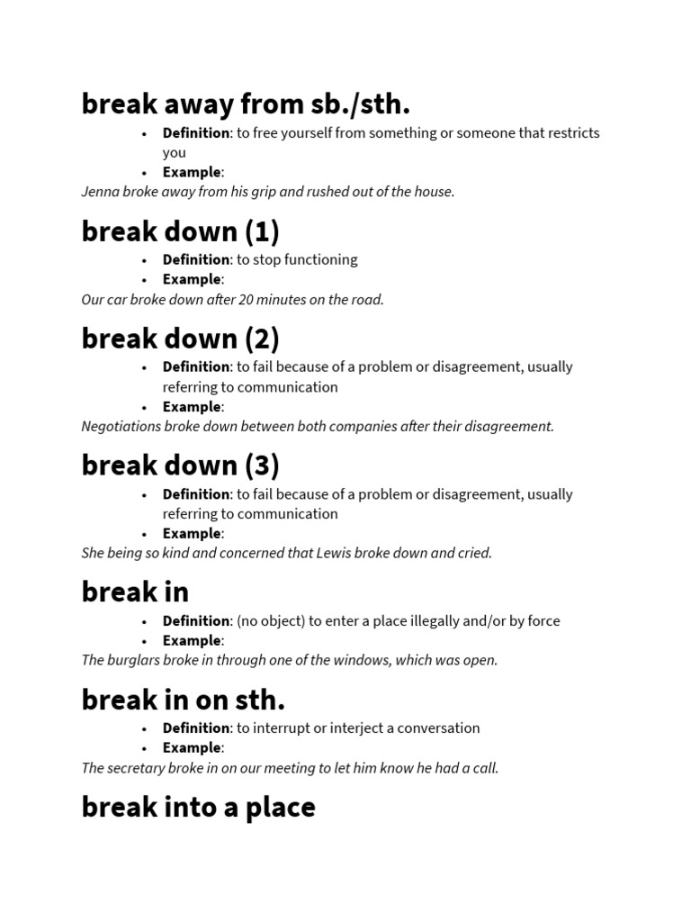 Phrasal Verb - Break | PDF