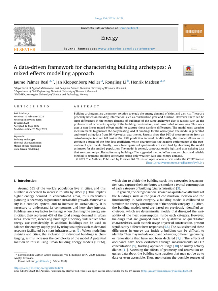 A Data-Driven Framework For Characterising Building Archetypes | PDF