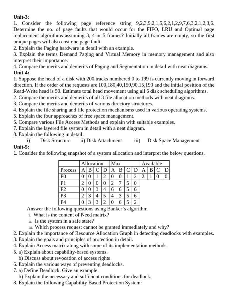OS Mid-2 Important Questions For Students | PDF