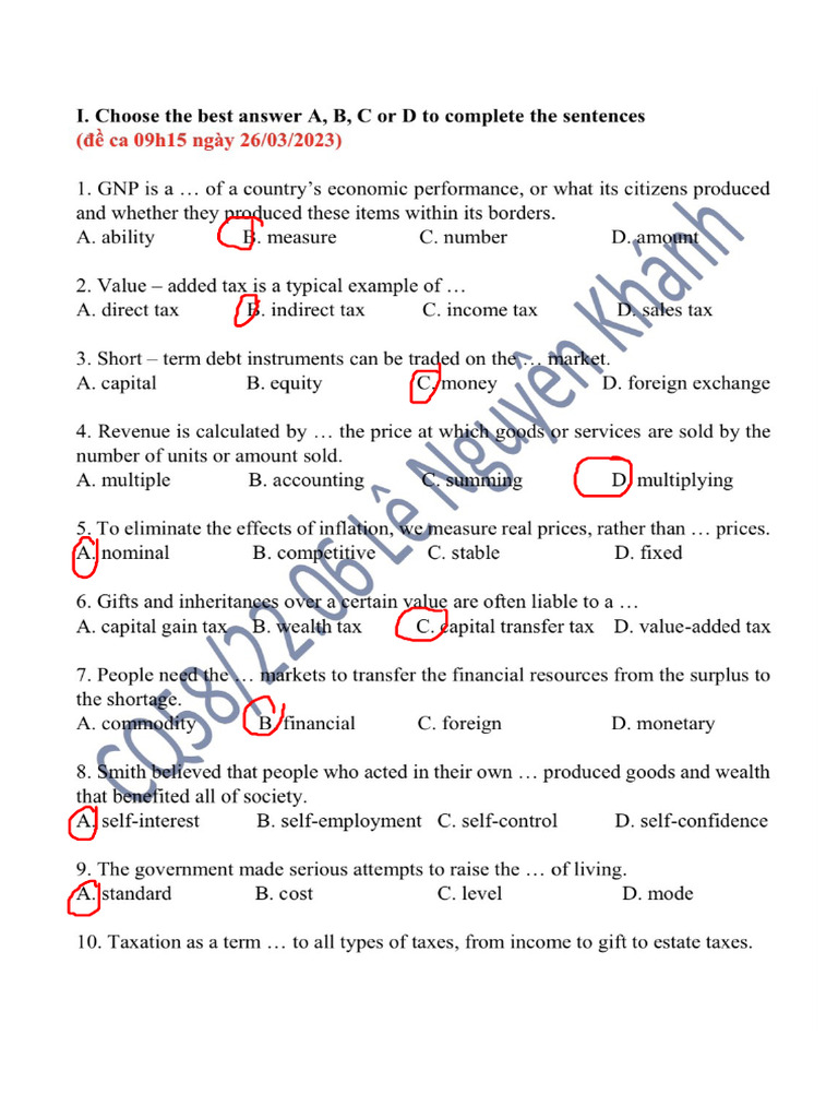 Đề thi TACN 2023 | PDF