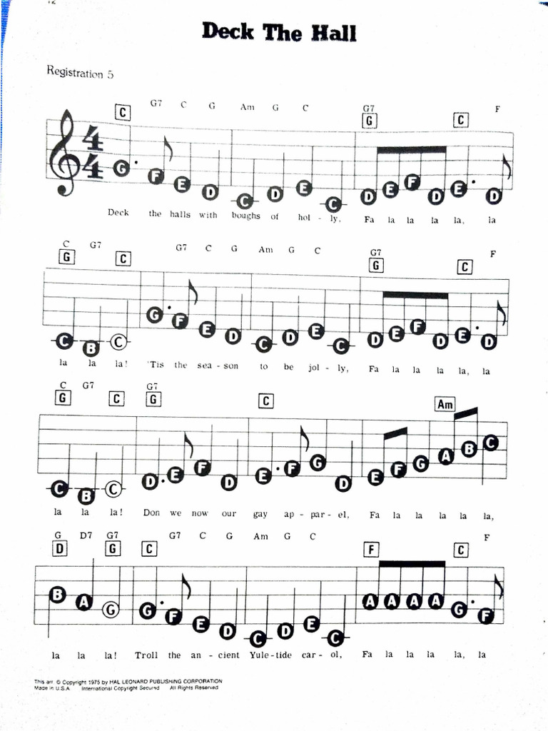 Sheet Note Deck The Hall | PDF