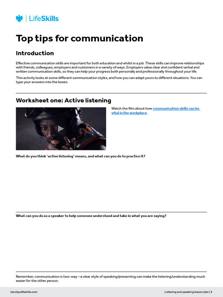Top Tips For Communication Interactive Worksheet | PDF
