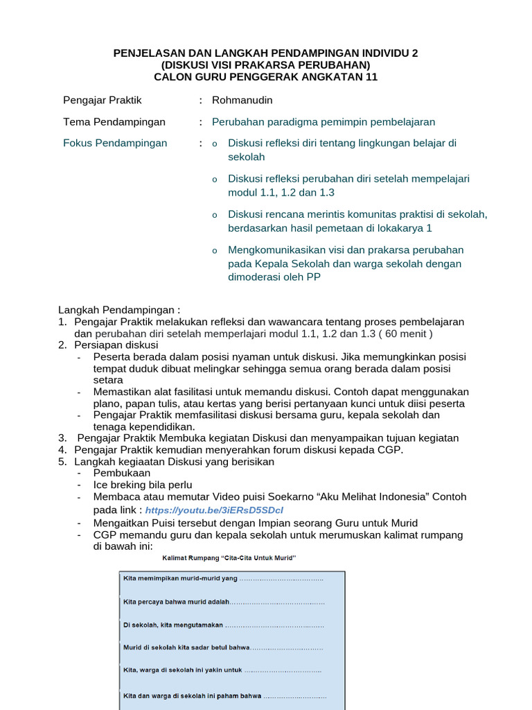 Panduan Langkah-Langkah PI 2 Untuk CGP | PDF