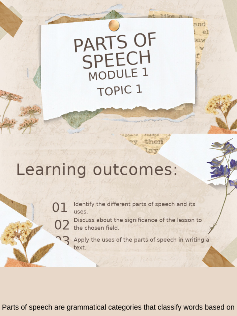 Lesson 1 Module 1 - Parts of Speech | PDF