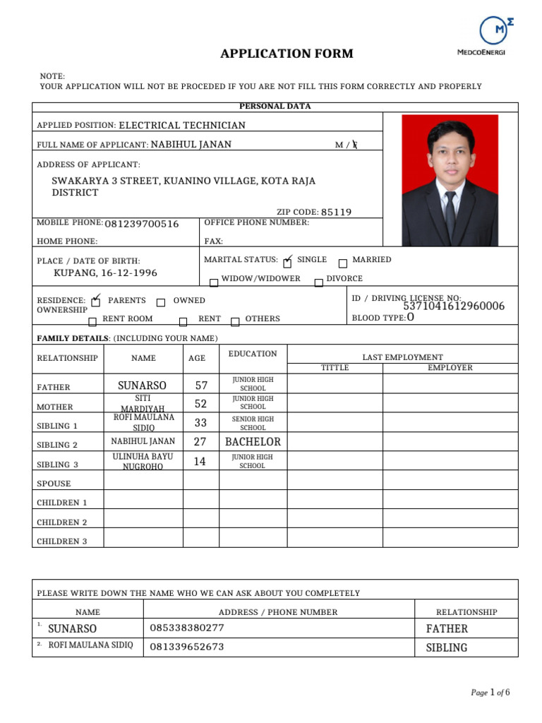 ISO - Application Form MPI - English | PDF