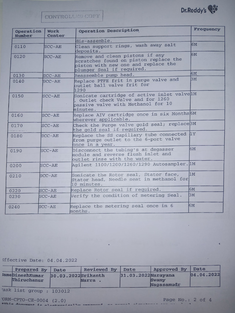 PM Checklist | PDF | Machines | Chemical Engineering