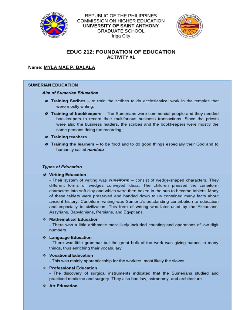 (Balala) Educ 212 Activity 1 | PDF