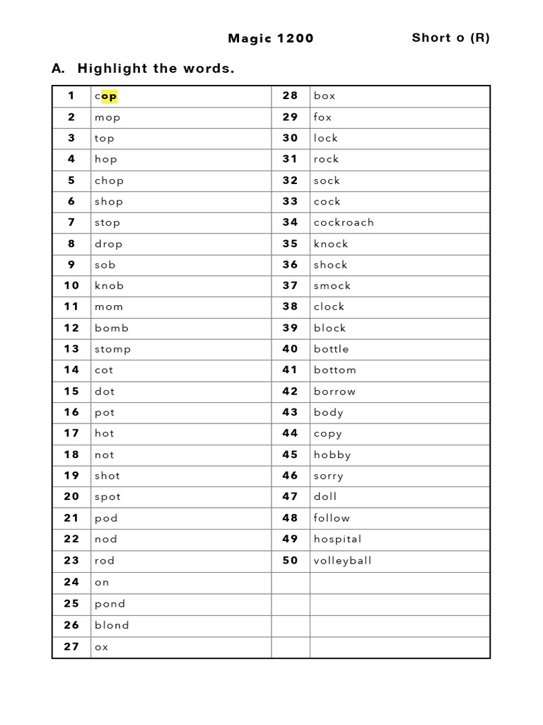 Magic 1200 - WS - Short o (R) | PDF