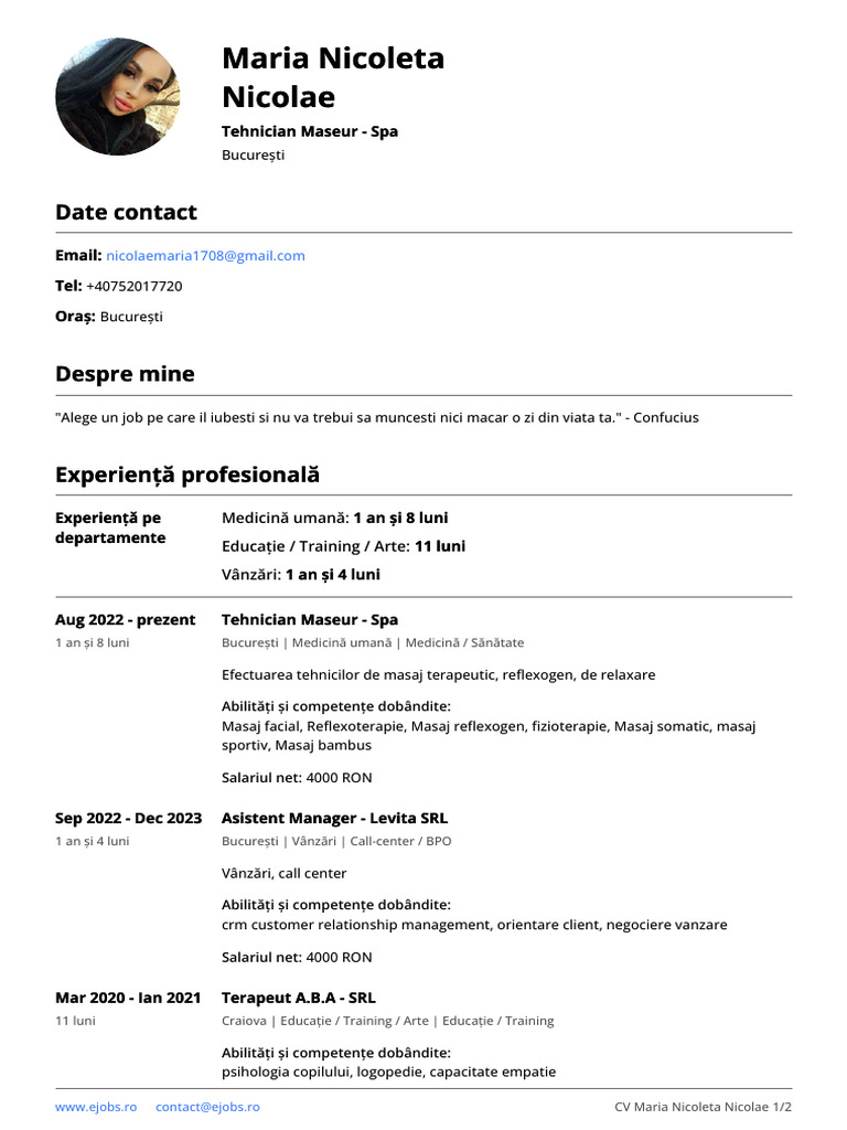 Maria Nicoleta Maria Nicoleta Nicolae Nicolae: Date Contact Date ...
