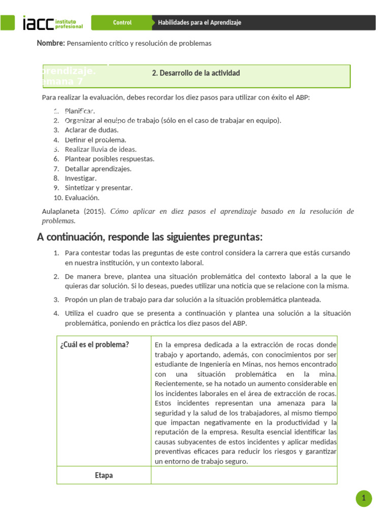 Pensamiento Crítico y Resolución de Problemas 1 | PDF | Aprendizaje ...