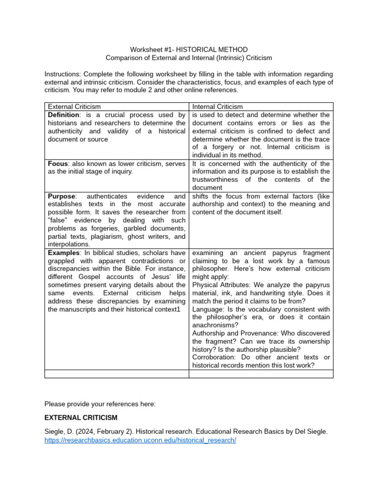 Worksheet 1 External and Intrinsic (1) | PDF