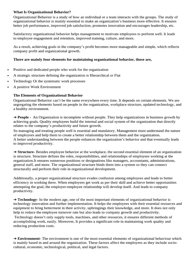 Understanding Organizational Behavior Scope | PDF | Organizational ...